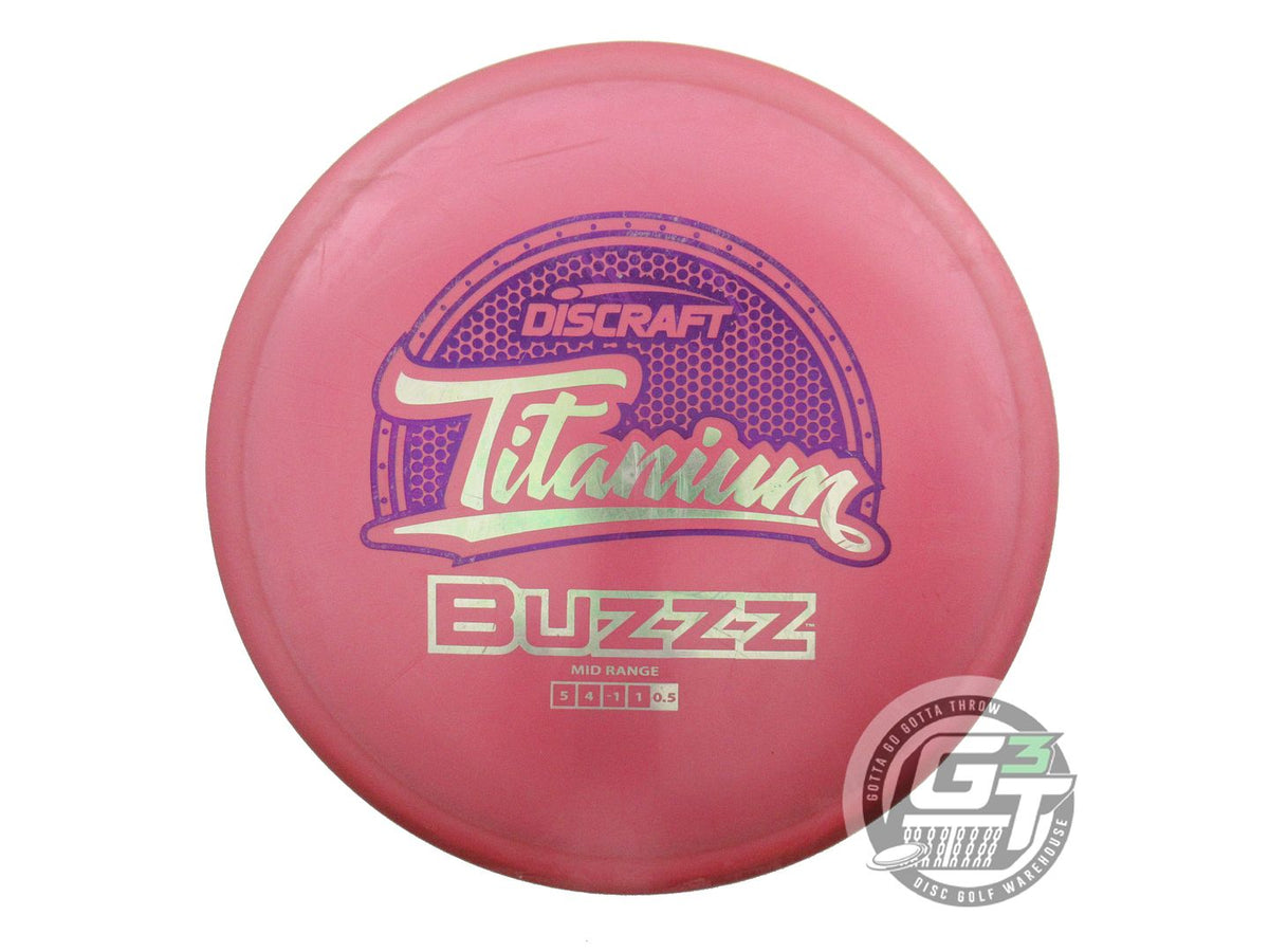 USED Discraft Titanium Buzzz 180g Pink Purple Foil Midrange Golf Disc ...