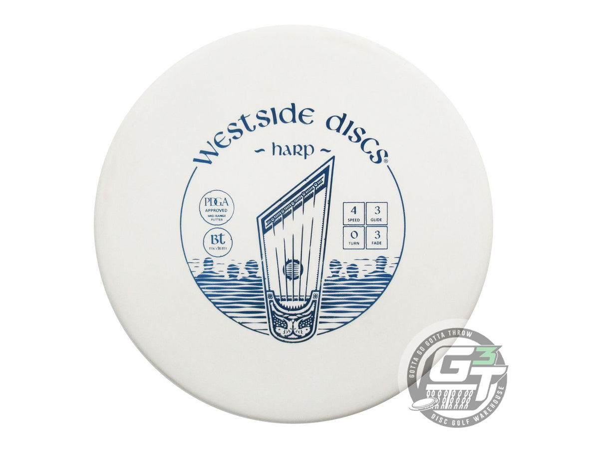 USED Westside Discs BT Medium Harp 174g White Blue Foil Putter Golf Di ...